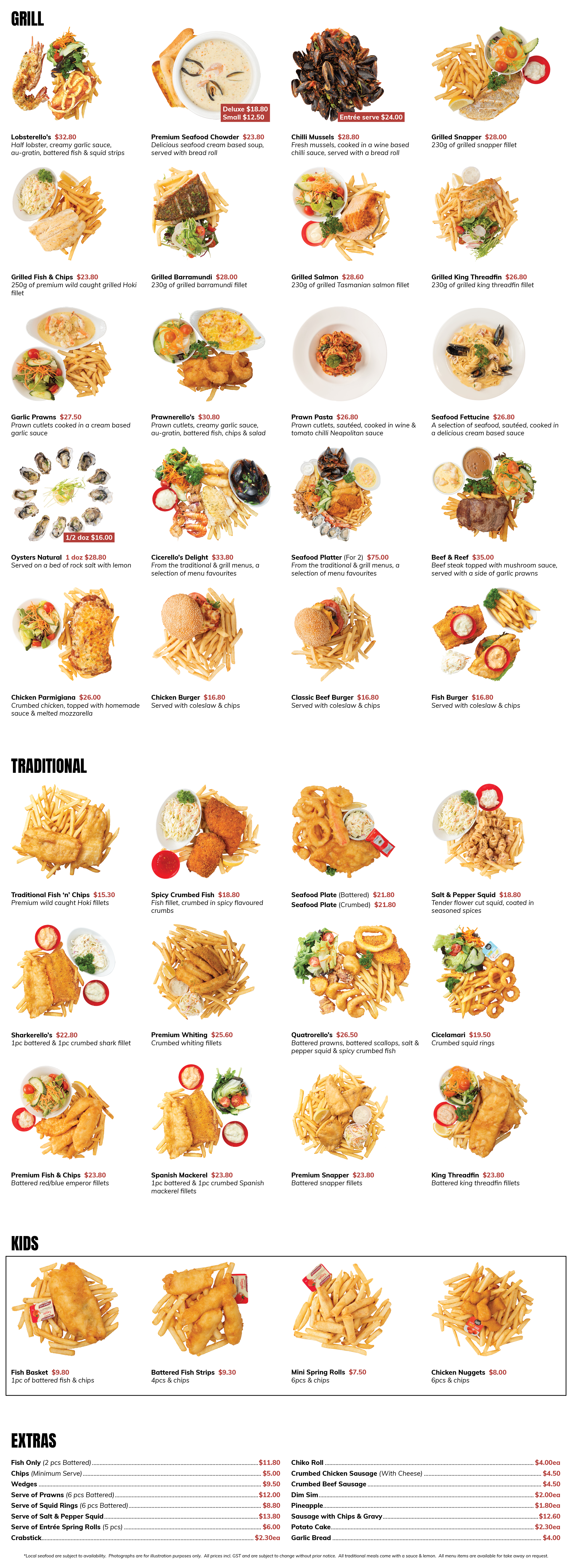 Menu - Cicerello's Fremantle Restaurant